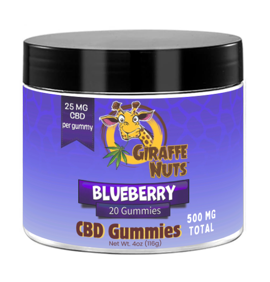 Giraffe Nuts CBD Gummies Blueberry - 25mg of CBD per Gummy