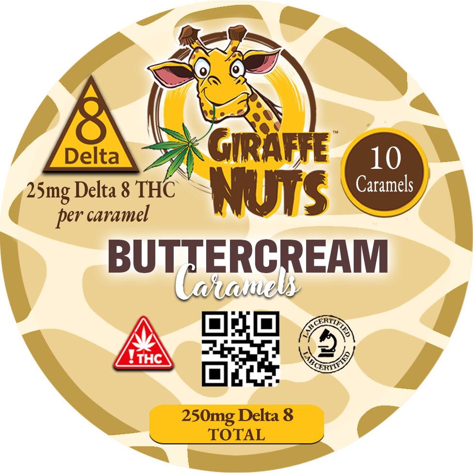 Giraffe Nuts Delta 8 THC Butter Cream Caramels - 25mg of Delta 8 per ...