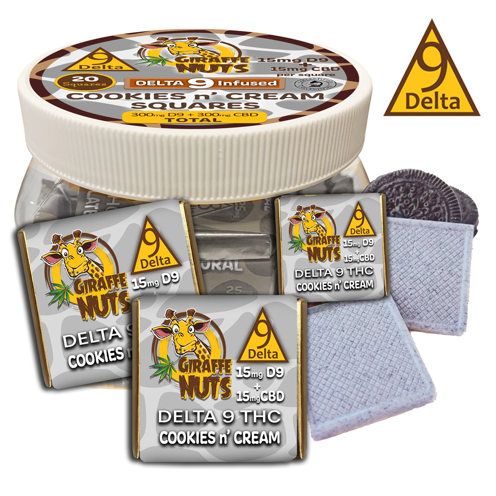 DELTA 9 Cookies n' Cream Squares - 15mg D9 THC + 15mg CBD Per Square ...