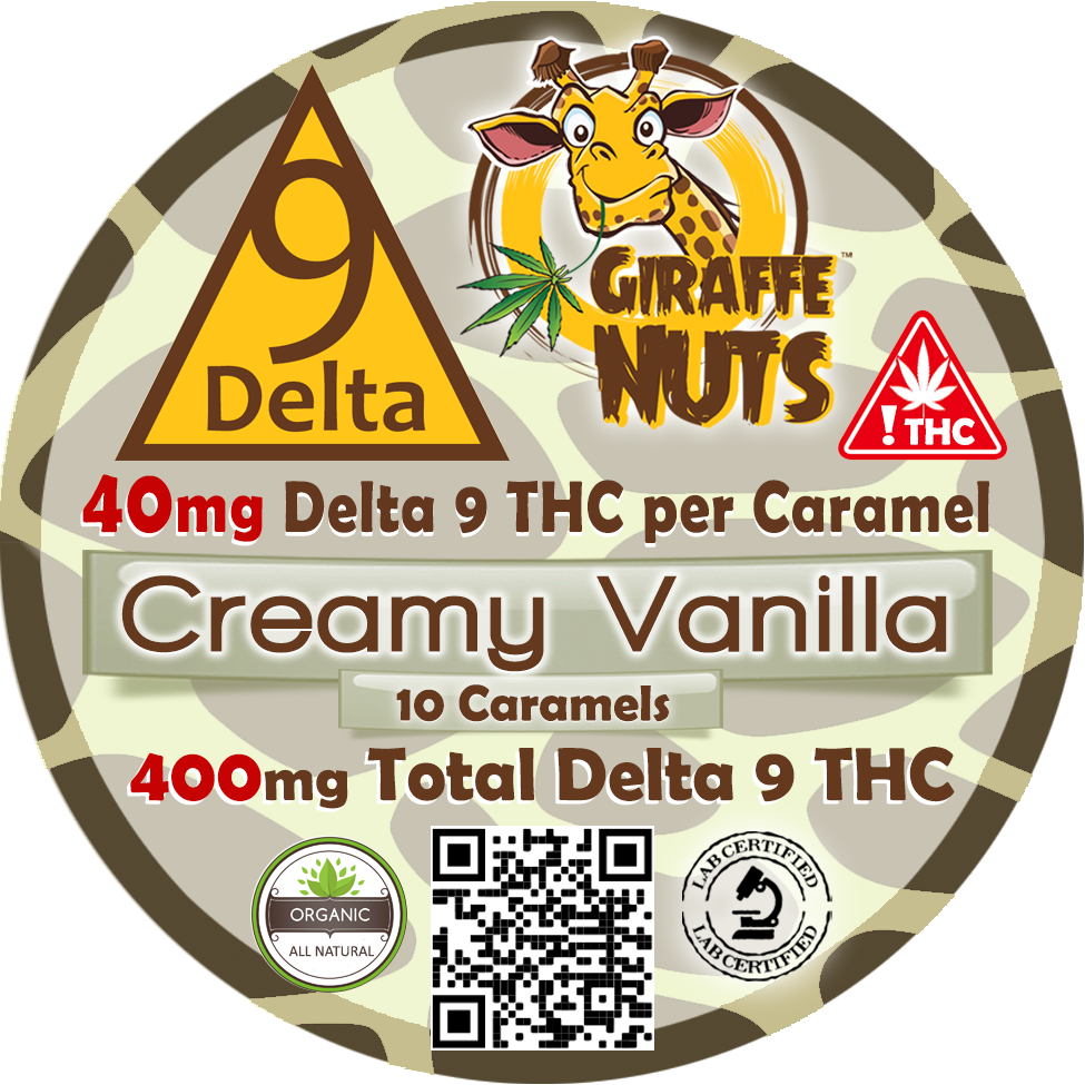 40mg Delta 9 Deluxe Caramels - 400mg D9 Total - 10 Count Jar - Vanilla ...