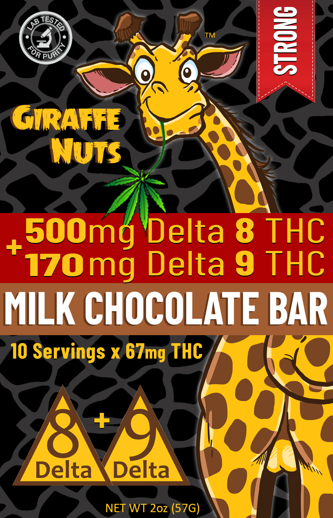 500mg Delta 8 + 170mg Delta 9 THC - Milk Chocolate Bar – Giraffe Nuts