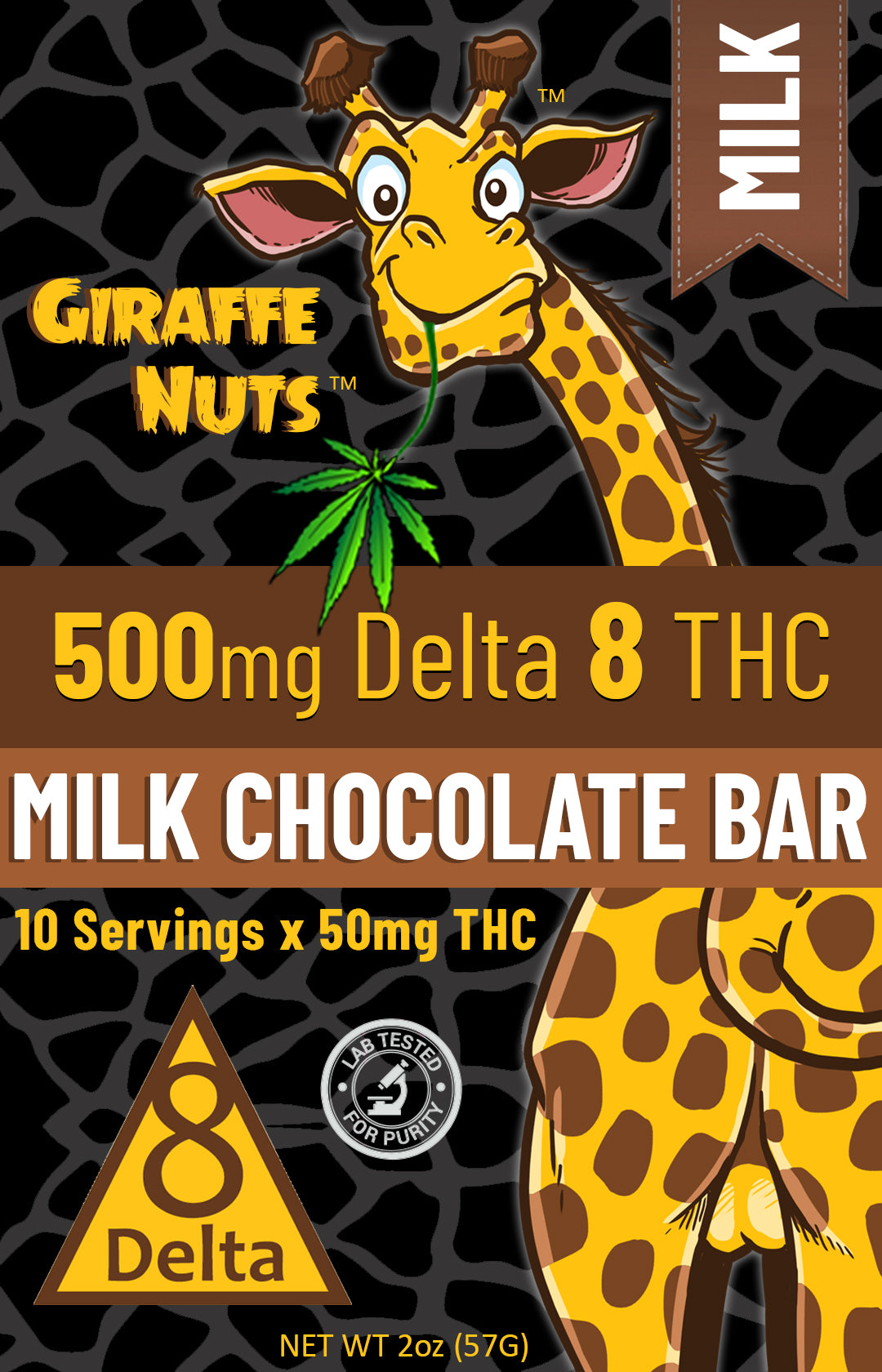 500mg Delta 8 THC - Milk Chocolate Bar – Giraffe Nuts