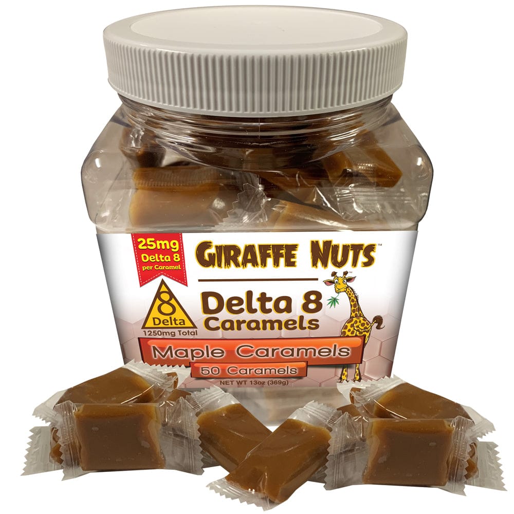 25mg Δ DELTA 8 Caramels - 50 Pieces - Maple – Giraffe Nuts
